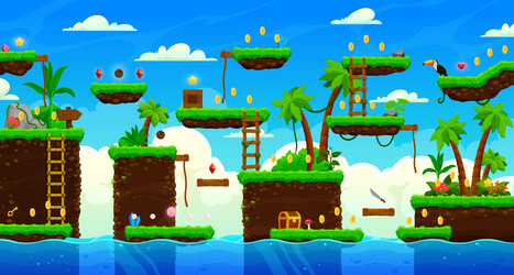 Arcade tropical island game level map interface Vector Image