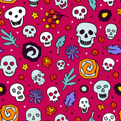 Doodle the day of the dead seamless pattern Vector Image