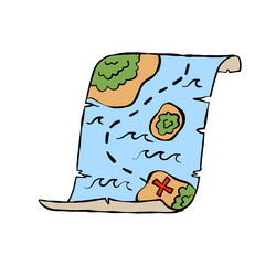 Pirate map of treasure adventure and quest Vector Image