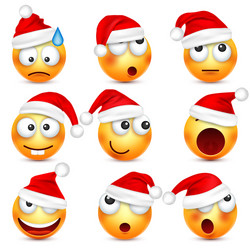 Holiday set of smiley face emoticons christmas Vector Image