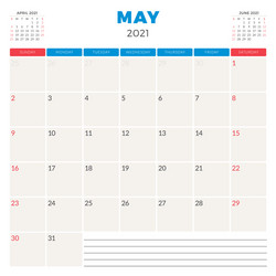 Business planner calendar template weekly Vector Image