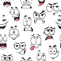 Funny cartoon faces seamless pattern background Vector Image
