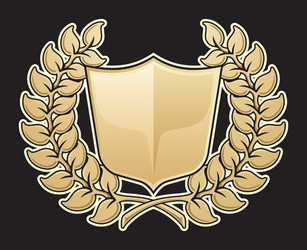 Golden shield with laurel wreath 07 Royalty Free Vector