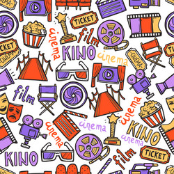 Cartoon cute hand drawn cinema seamless pattern Vector Image