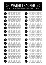Printable a4 30 days water tracker Royalty Free Vector Image