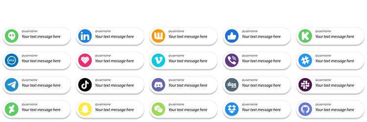 Card style social media follow me icons Royalty Free Vector