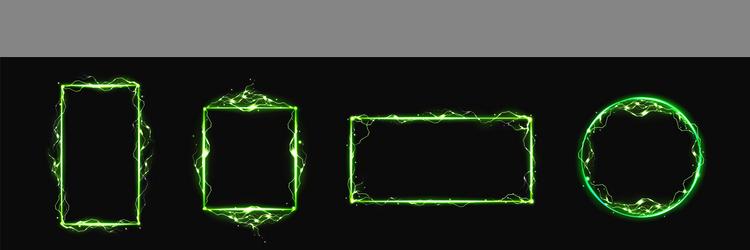 Round frames of electric lightning with neon glow Vector Image