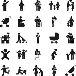 Pictograph old people and people icon set Vector Image