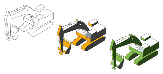 Green Excavator Tractor Vector Images (90)