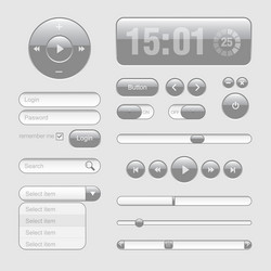 Dark web ui elements buttons switches bars Vector Image