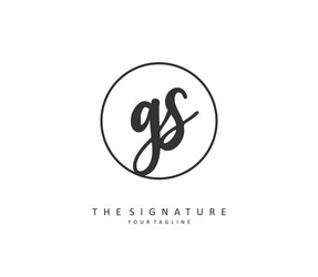 G s gs initial letter handwriting and signature Vector Image