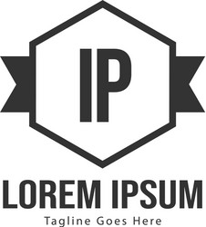 Initial ip logo template with modern frame Vector Image