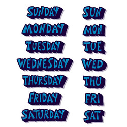 Handwritten week days and symbols set ink font Vector Image