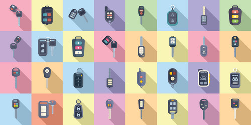 Car alarm system icons set outline key Royalty Free Vector