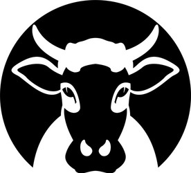 Cow face front view lining draw Royalty Free Vector Image