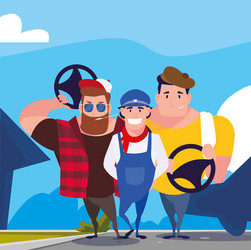 Drivers inside frame design Royalty Free Vector Image