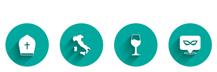 Set pope map of italy coffee cup and bottle Vector Image