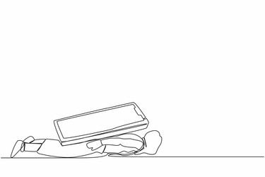 Single continuous line drawing unhappy Royalty Free Vector