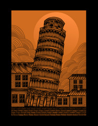 Vintage pisa tower with engraving style Royalty Free Vector