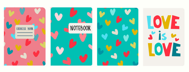 Cover page templates based on patterns with heart Vector Image