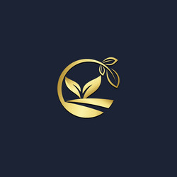 Nature Drop Logo - Gold & Leaf Royalty Free Vector Image