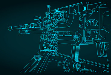 Heavy machine gun blueprints Royalty Free Vector Image