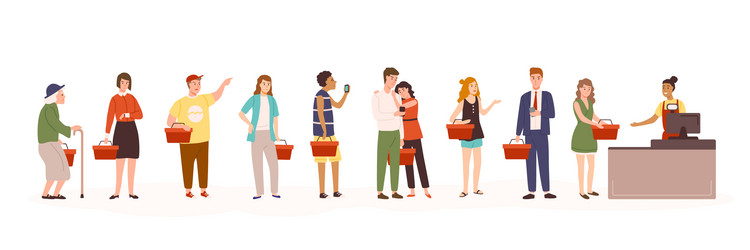 Angry queue in store dissatisfied customers line Vector Image