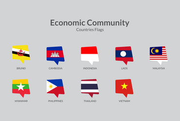 Mercosur countries flag icons collection Vector Image