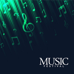 Abstract green music background with notes Vector Image