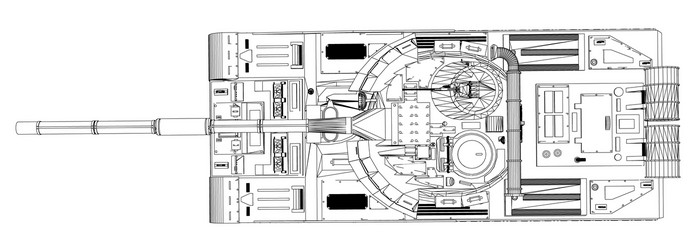 Realistic tank blueprint outline armored car Vector Image