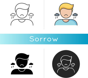 Sorrow chalk white icon on black background Vector Image