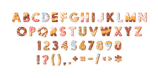 Cake cartoon font cute sweet alphabet Royalty Free Vector