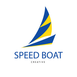 Bright blue speed boat sign design modern logos Vector Image