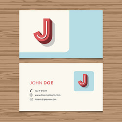 Business card with alphabet letter on a wood Vector Image