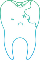 Kawaii tooth with root and caries by side Vector Image