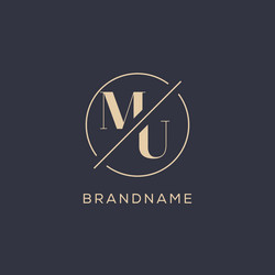 Mu initial wedding monogram logo Royalty Free Vector Image