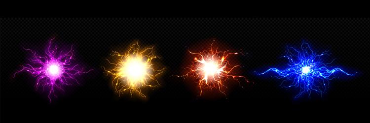 Realistic electric circle bolt lightning explosion