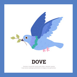 Squared banner with flying pigeon holding twig Vector Image