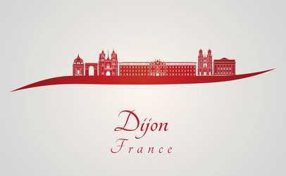 Dijon skyline in orange background Royalty Free Vector Image