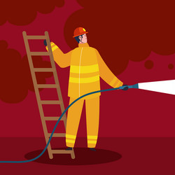 Firefighter with extinguisher Royalty Free Vector Image