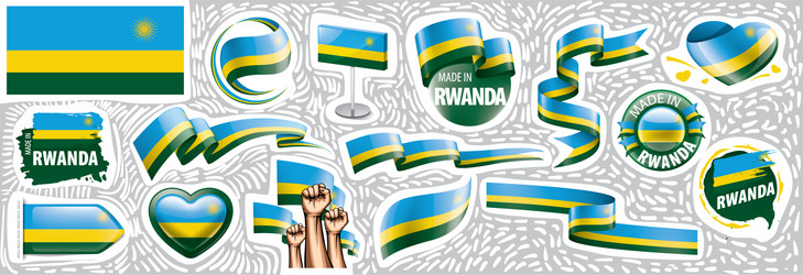 Flag map capital rwanda Royalty Free Vector Image