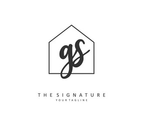 G s gs initial letter handwriting and signature Vector Image