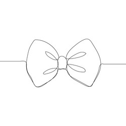 Line drawing of gift ribbon bow on white Vector Image