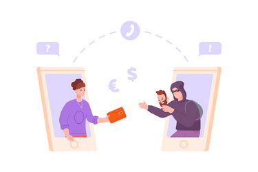 Woman give money to scammer Royalty Free Vector Image