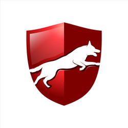 Dog shield logo guard template Royalty Free Vector Image