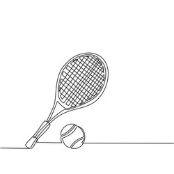 Continuous one line drawing tennis racket Vector Image