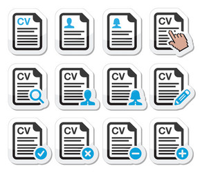 Cv - curriculum vitae resume buttons set Vector Image
