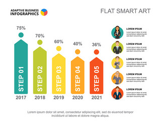 Five partners process chart template Royalty Free Vector