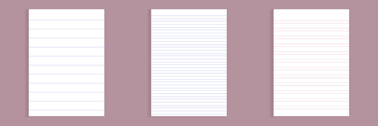 Grid paper set realistic blank lined paper sheet Vector Image
