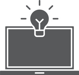 Laptop with light bulb icon symbol isolated Vector Image
